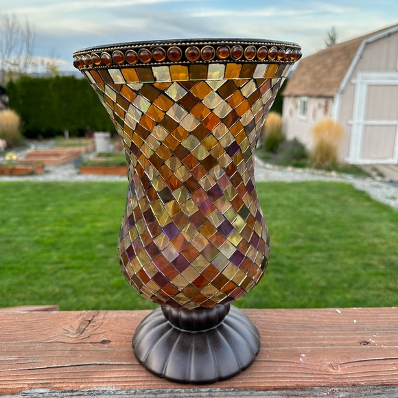 PartyLite | Accents | Partylite Hurricane Mosaic Stained Glass Candle ...